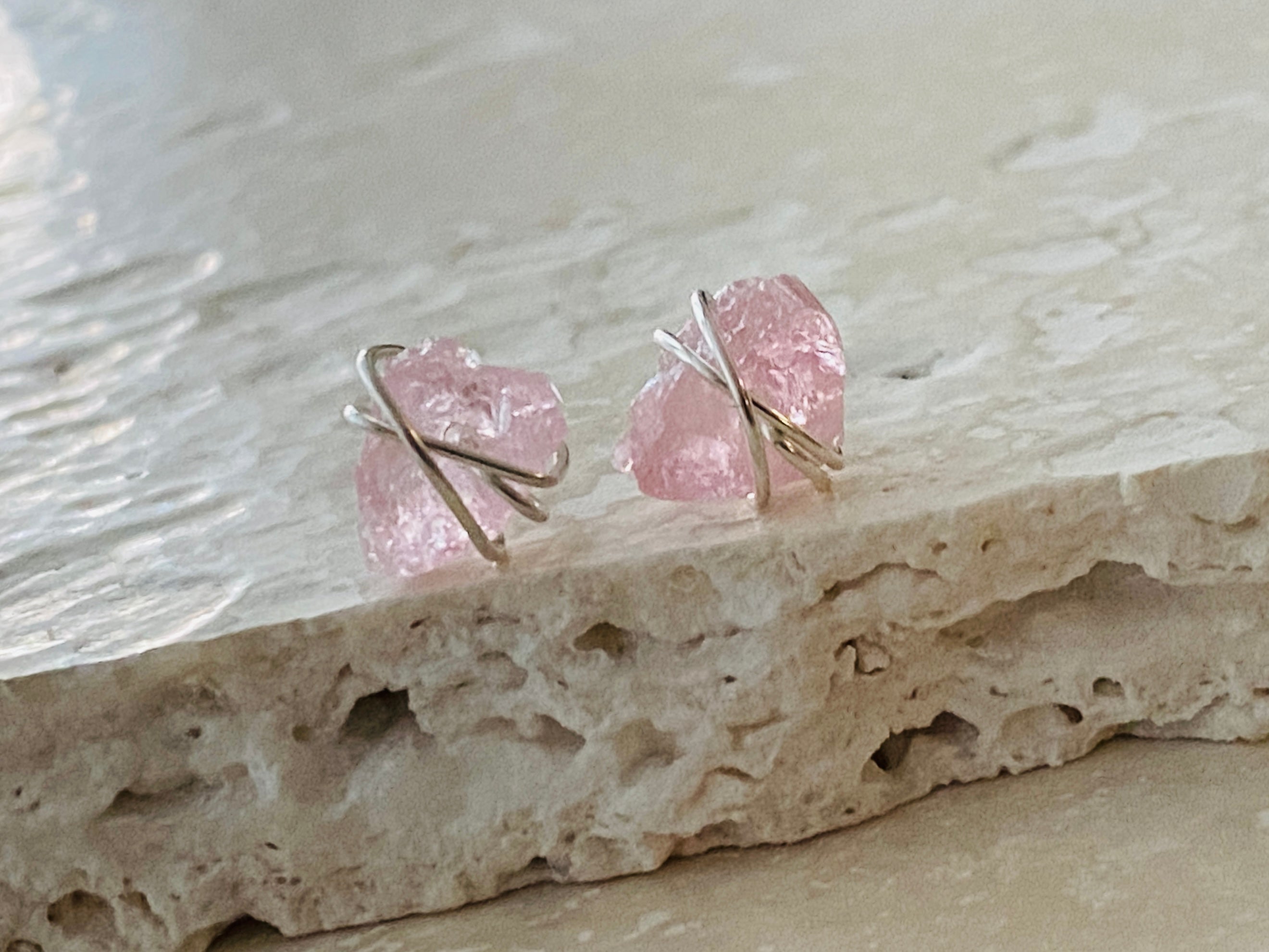PINK TOURMALINE WRAP STUDS – By Helen P