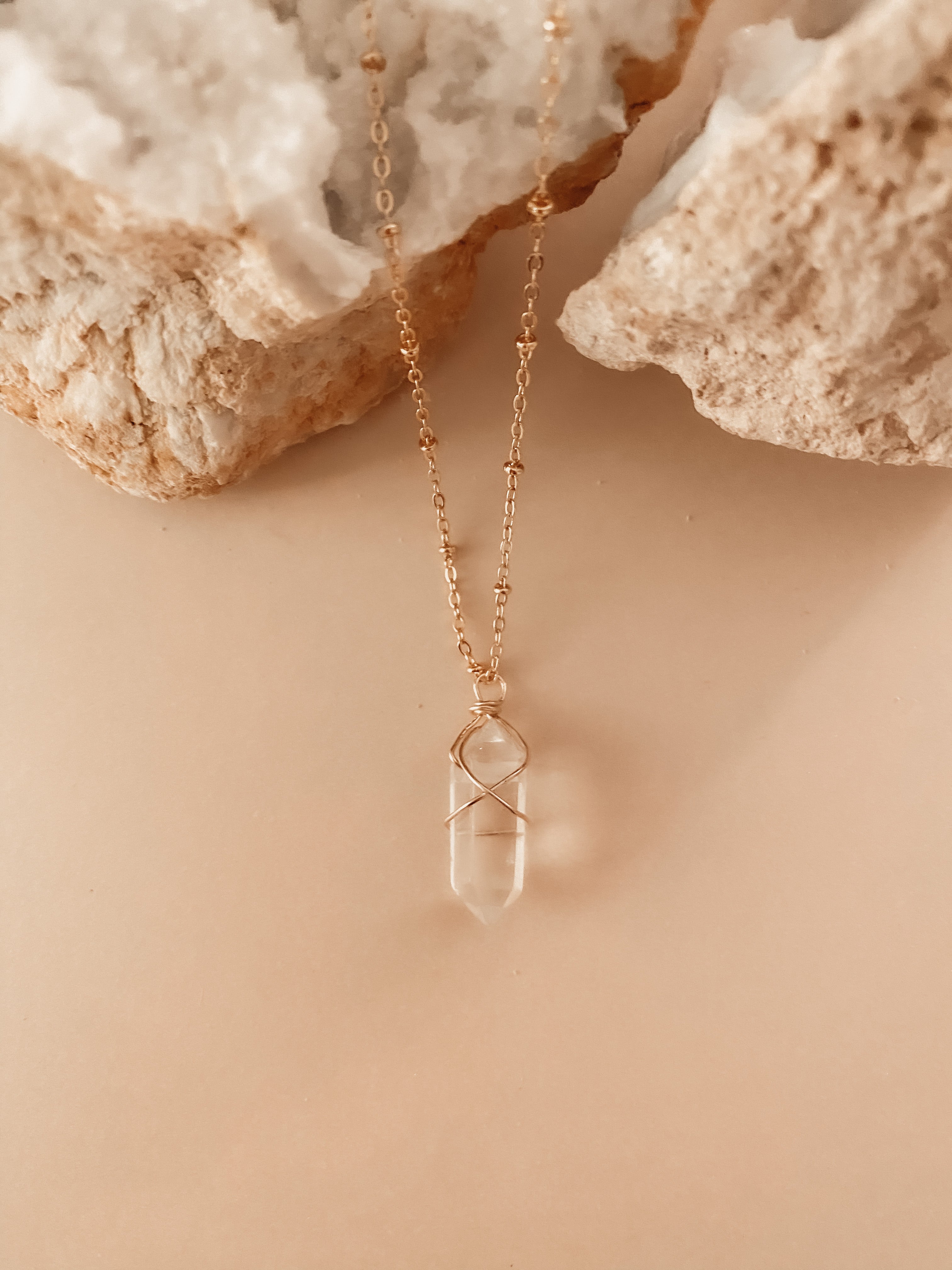 CLEAR QUARTZ CRYSTAL NECKLACE – By Helen P