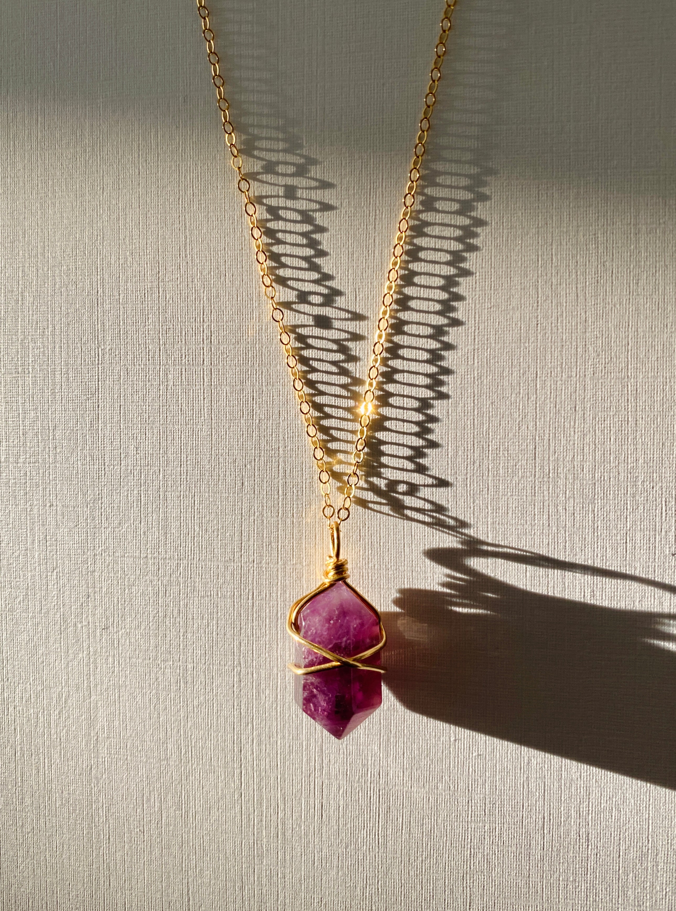 MINI AMETHYST CRYSTAL NECKLACE – By Helen P