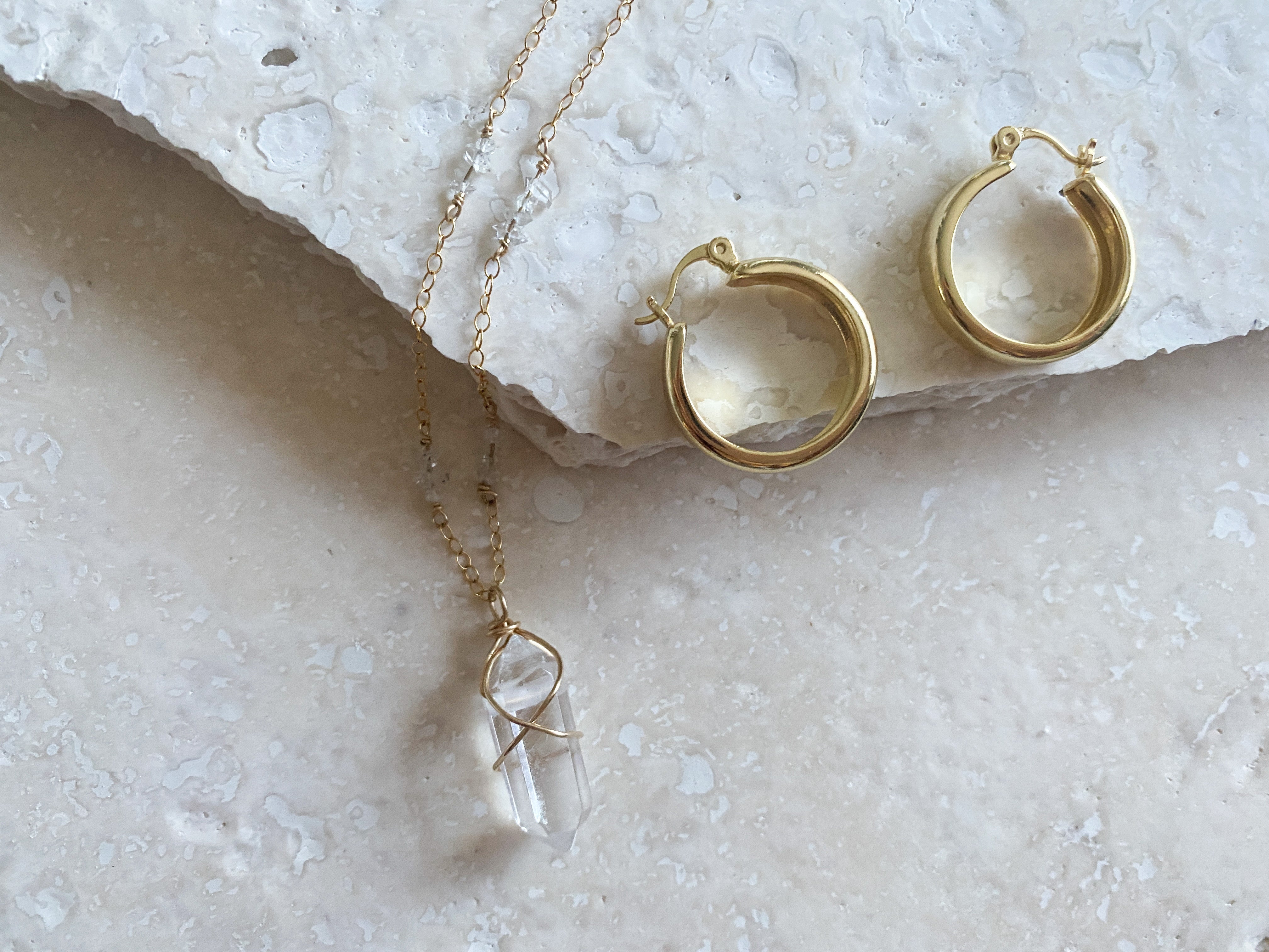 CLEAR QUARTZ CRYSTAL NECKLACE – By Helen P