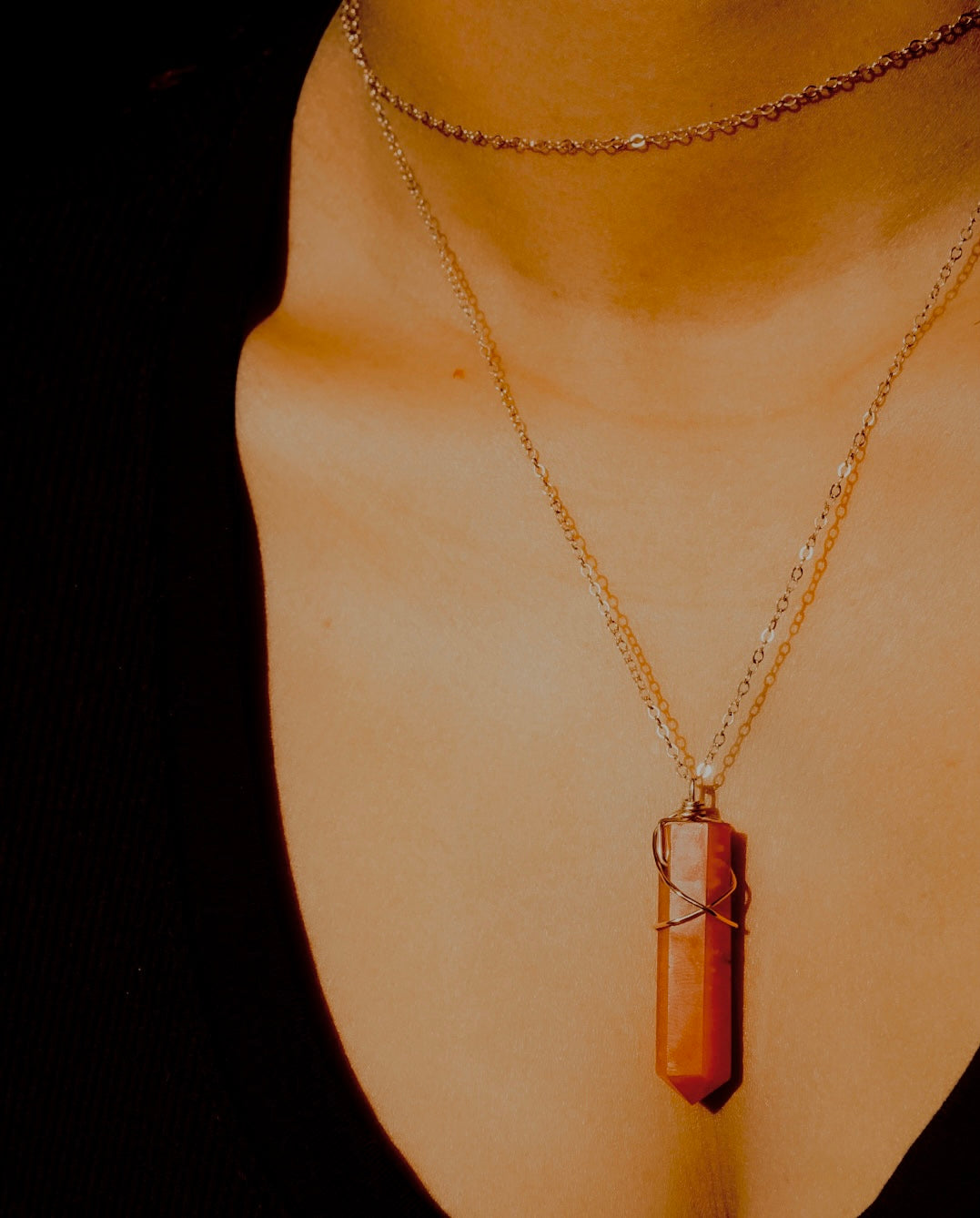 CARNELIAN CRYSTAL NECKLACE – By Helen P