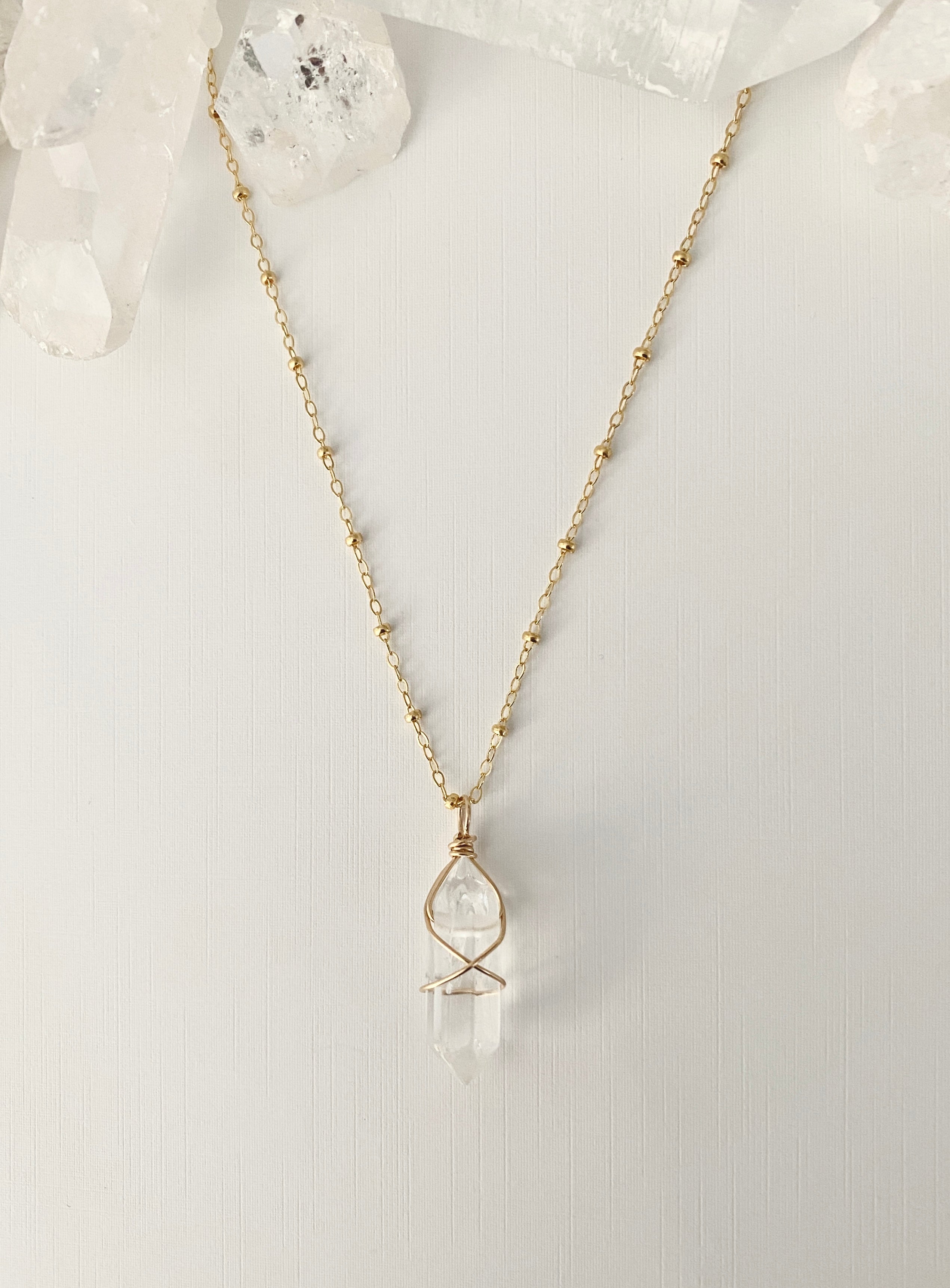 CLEAR QUARTZ CRYSTAL NECKLACE – By Helen P